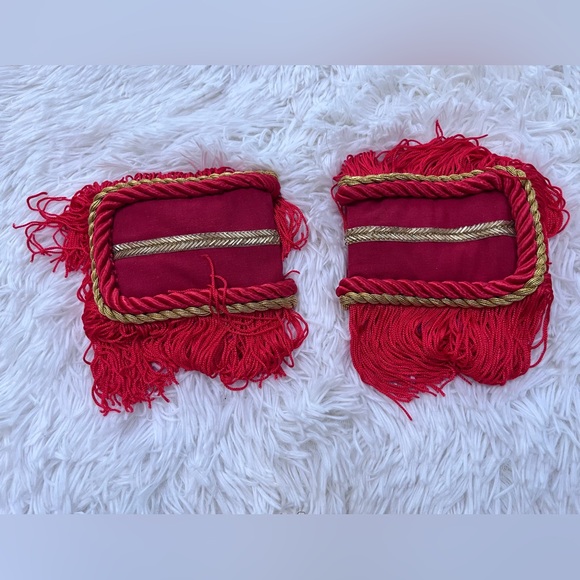 Accessories | Vintage Red Fringe Shoulder Epaulettes Pair Syretta ...